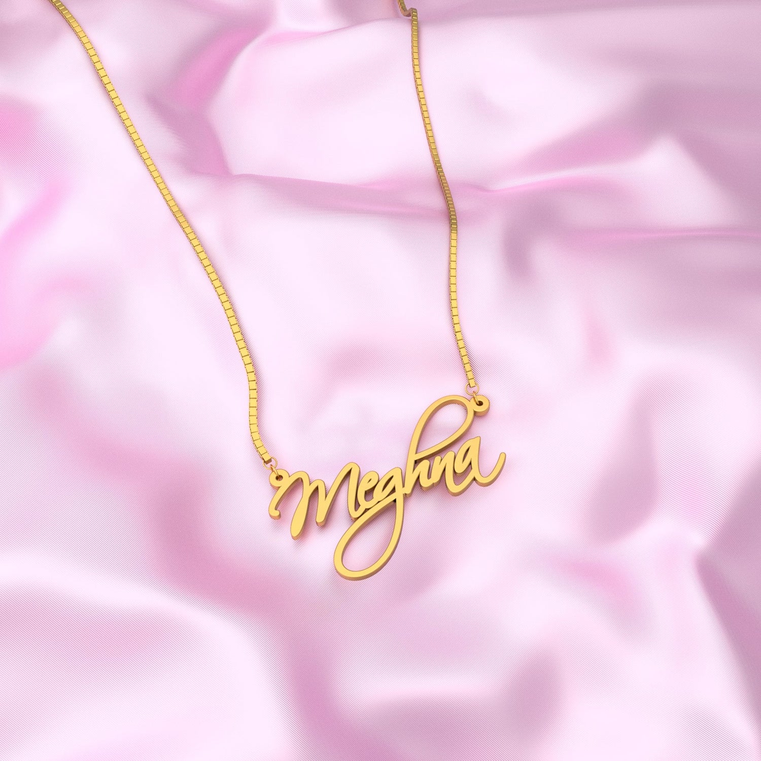 18K Gold Plated Cursive Curved Name Necklace – Klassy.in
